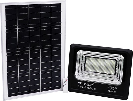 V-tac VT-60W Solar schijnwerper met zonnepaneel - 1650 Lm - 6000K - Zwart | bol.com