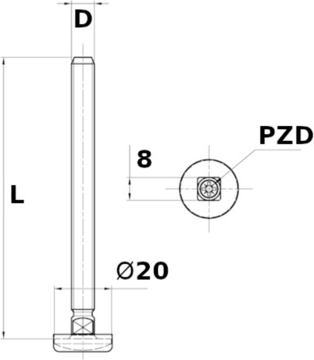 10x Metalen stelpoot (10 stuks) M8 x 70 mm - Stelpoten 7 cm, Ø 8 mm ...