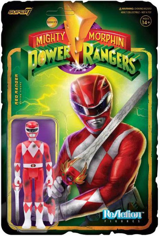 Mighty Morphin Power Rangers ReAction Action Figure Red Ranger (Battle ...