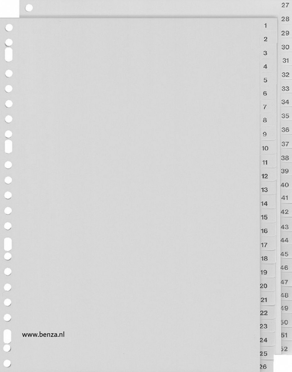 Benza Tabbladen met cijfers 52 Tabs PP - A4 - 23 ringen | bol.com