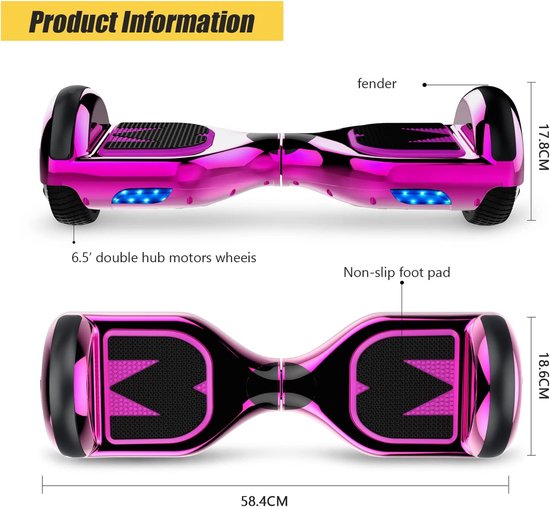 Mega Motion Hoverboard Roze - Oxboard - 15 km/h - Bluetooth Speaker ...