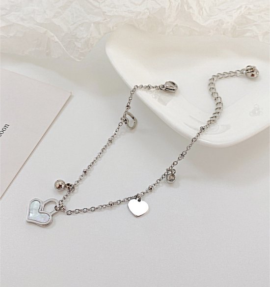 KAYA Sieraden | Bedelarmbandje met Hartjes | Stainless Steel | Zilver ...