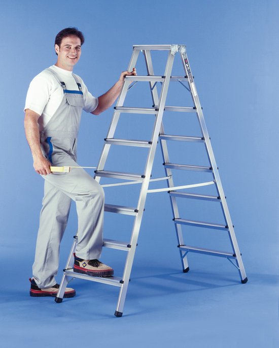 Dubbele trapladder aluminium 2x5 sporten Hoogte bok ladder 1,04m | bol