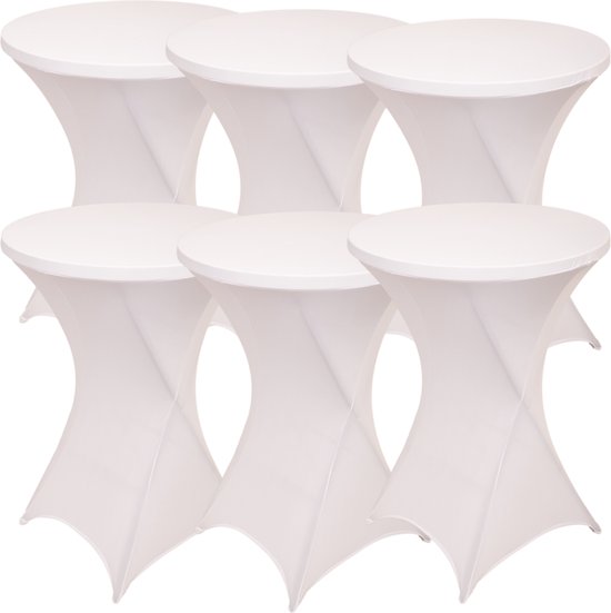 Statafelrok Wit x 6 – ∅80-85 x 110 cm – Statafelhoes Stretch 6 Stuks – Tafelhoezen... | bol.com