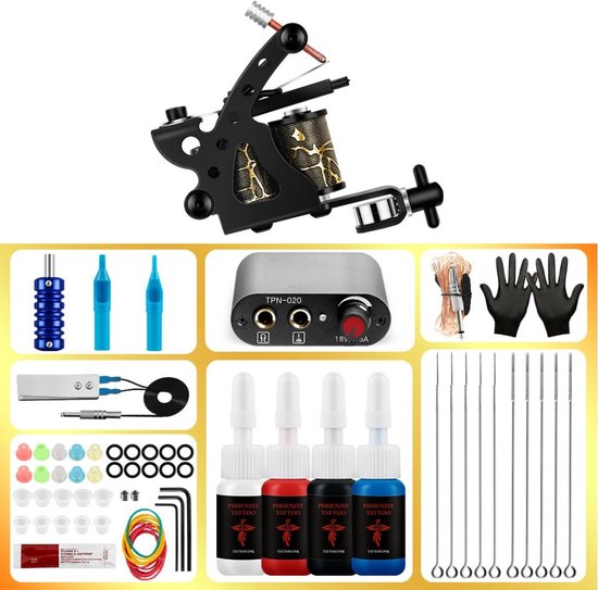 Tattoo Machine - Tattoo Machine Beginner Set - Tattoo Set - Tattoo Kit ...