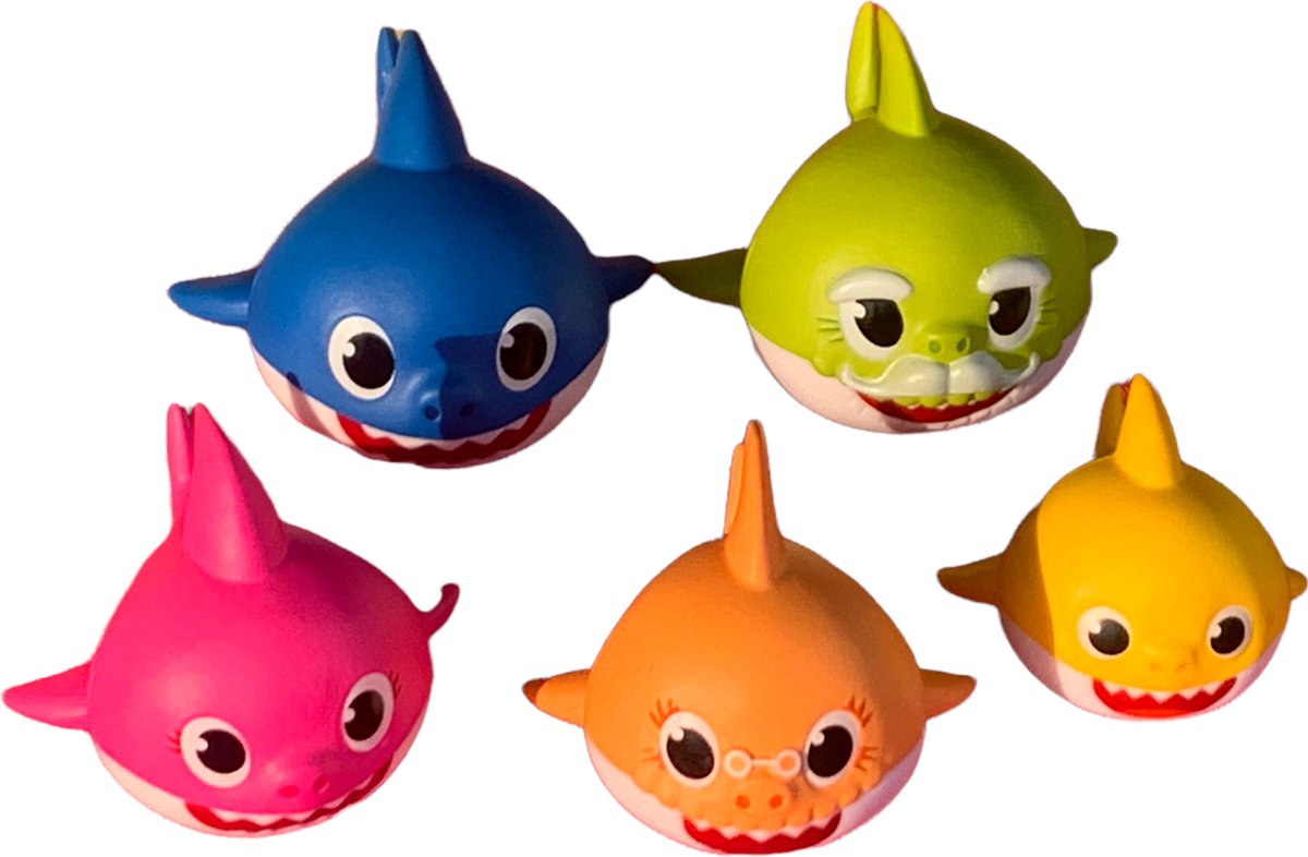 Baby Haai - badspeeltjes - speelset 5 stuks 6-8 cm - Oma - Opa - vader ...
