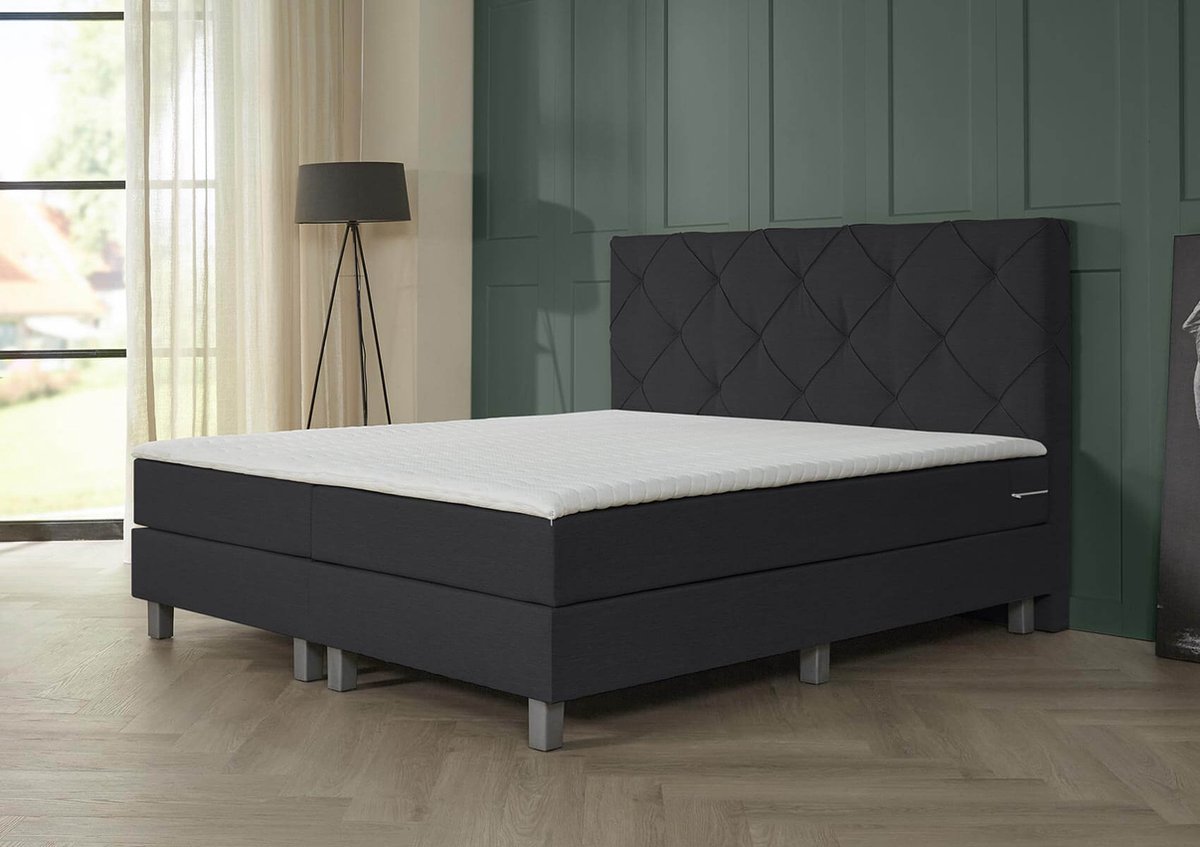 Boxspring Porto - 140x200 - Zwart - met gratis topper! | bol.com