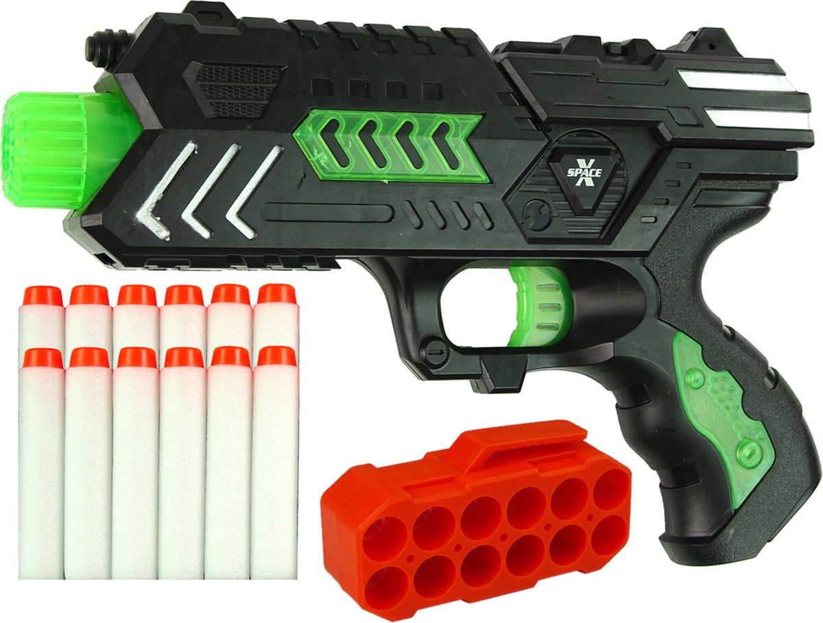 Speelgoed geweer - met 12 pijltjes en roterend schietdoel - zwart groen ...