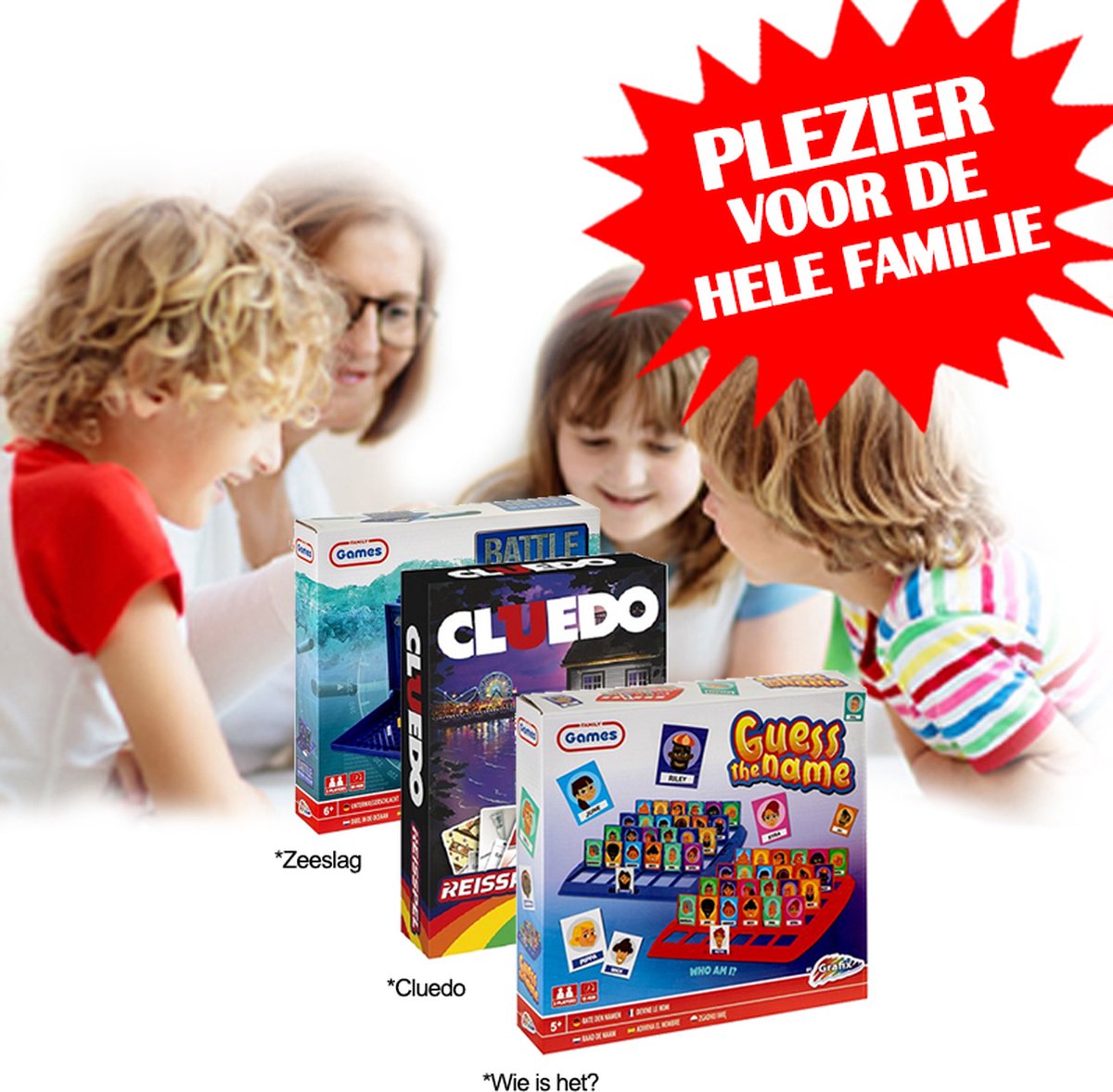 Combi Deal 3 - Bordspellen - Cluedo - Zeeslag - Wie is het? - Spellen ...