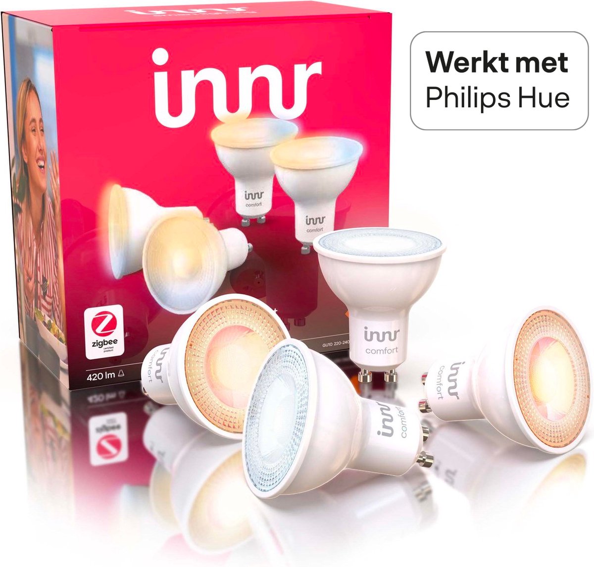 Innr slimme spot GU10 ambiance white - werkt met Philips Hue* - warmwit ...
