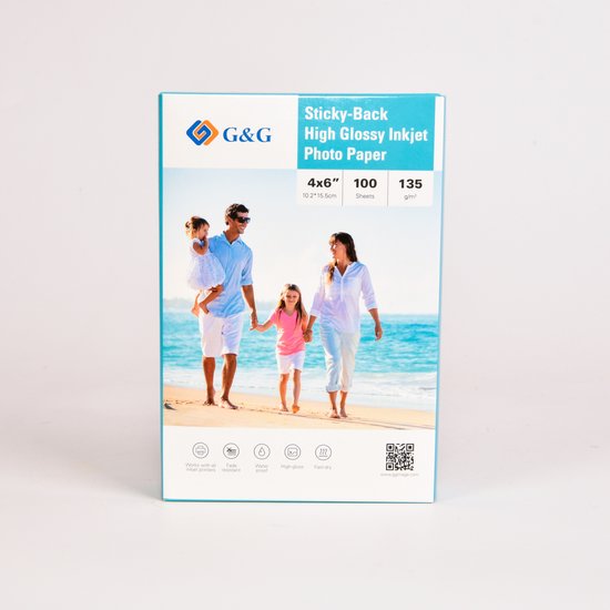G&G zelfklevend fotopapier 135g - 10x15cm (4x6 inches) - 100 vellen | bol