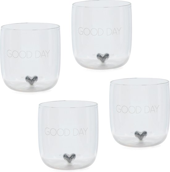 Riviera Maison Waterglazen Set - Good Day Glass M - Transparant - 325ml - 4 Stuks | bol