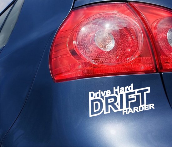 Bumpersticker - Drive Hard Drift Harder - 16x8 - Wit | bol