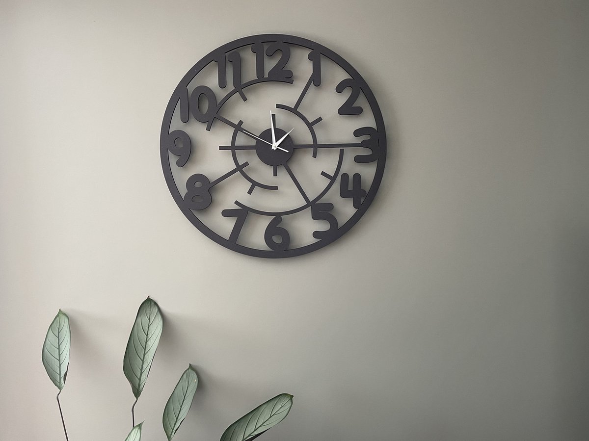 Wandklok Industrieel Zwart 60cm - Moderne zwarte klok industrieel ...