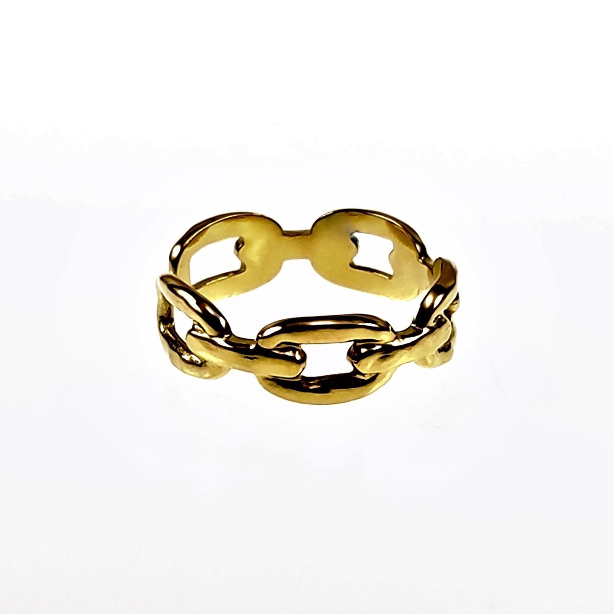 Schakel Ring Dames - Stalen Goud Kleur - Verstelbaar Ring | bol