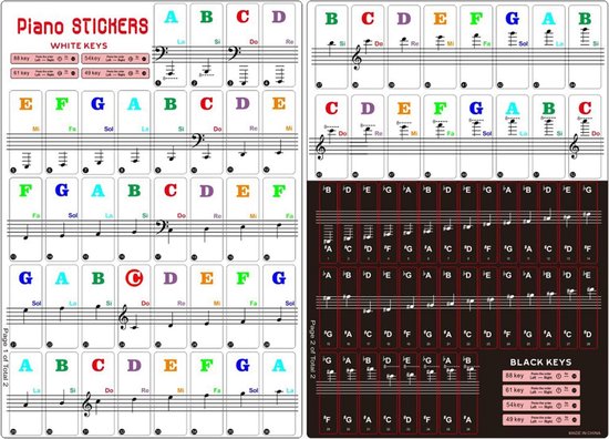 Piano stickers - Piano/Keyboard Stickers - Eenvoudig Muzieknoten Leren ...