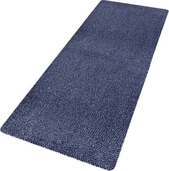 Modern effen deurmat Clean & Go - blauw/zwart 100x150 cm | bol.com
