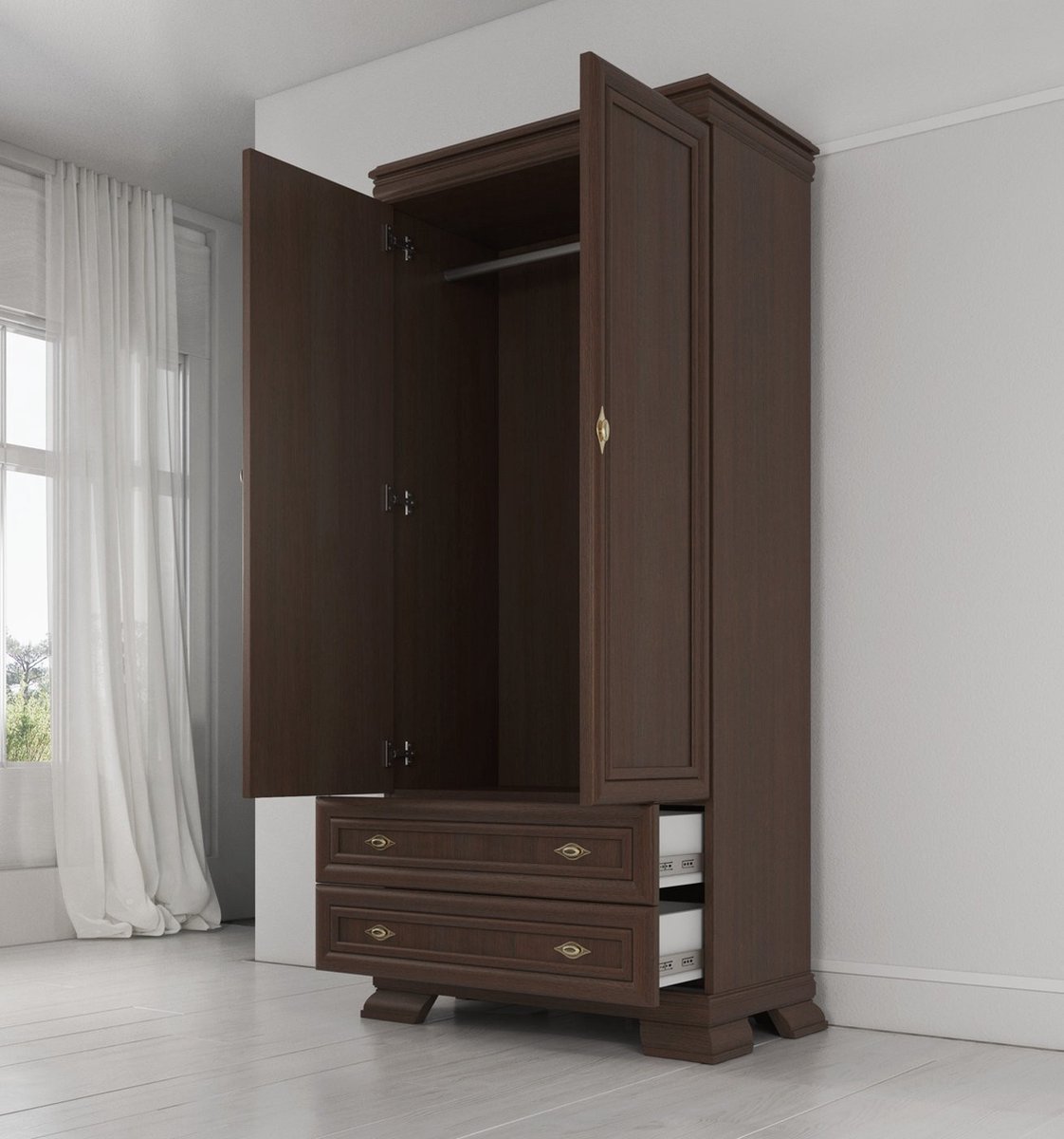Meubella - Kledingkast Kresto - Donker eiken - 88 cm | bol.com