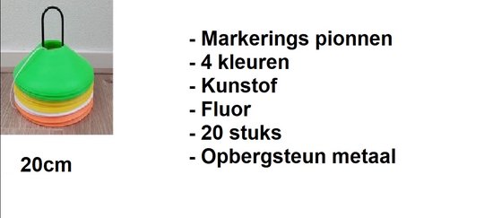 20x Markerings pionnen fluor 20 cm in 4 verschillende kleuren ...