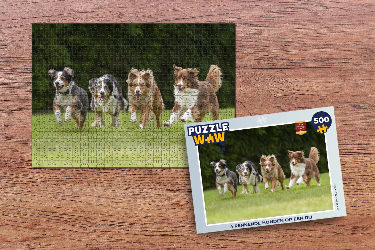 Puzzel 4 rennende honden op een rij - Legpuzzel - Puzzel 500 stukjes ...
