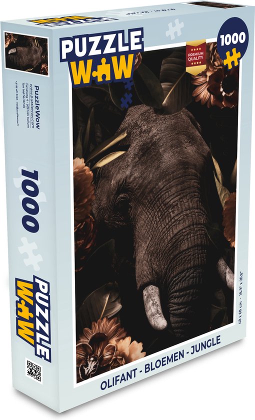 Puzzel Olifant - Bloemen - Jungle - Legpuzzel - Puzzel 1000 stukjes ...
