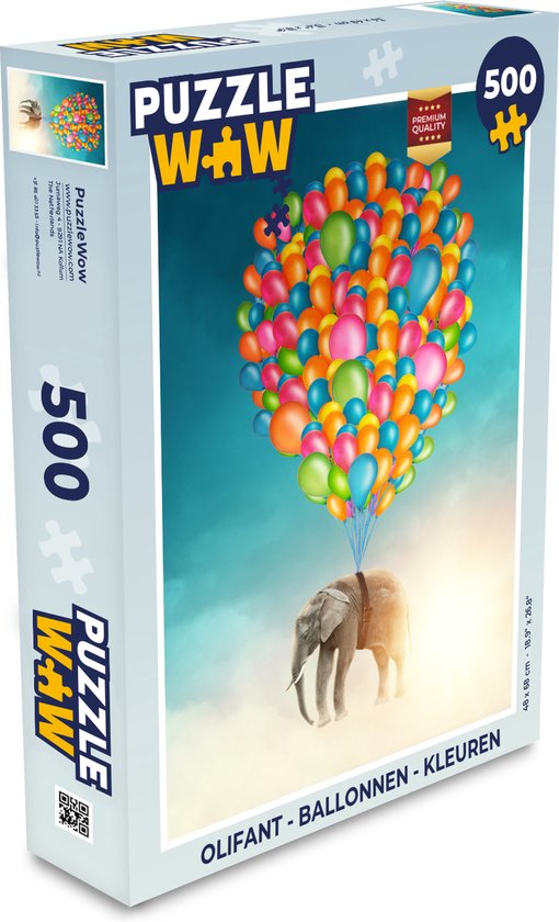 Puzzel Olifant - Ballonnen - Kleuren - Legpuzzel - Puzzel 500 stukjes ...
