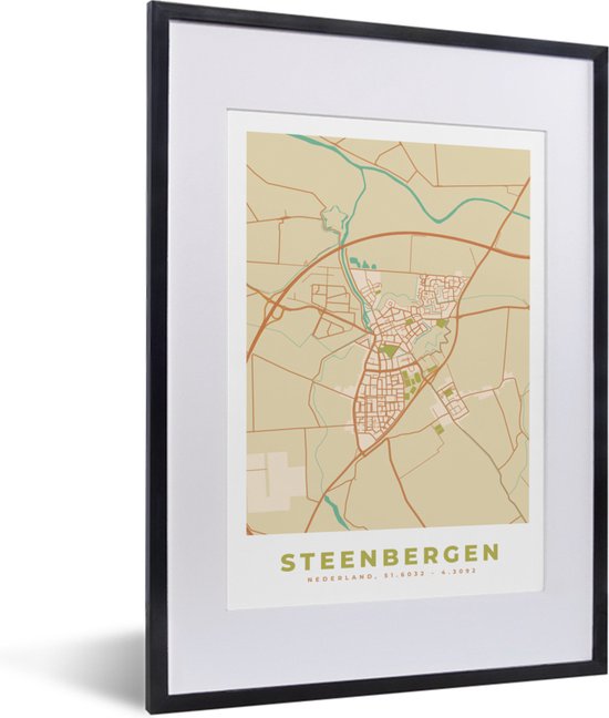 Fotolijst incl. Poster - Stadskaart - Kaart - Steenbergen - Plattegrond ...