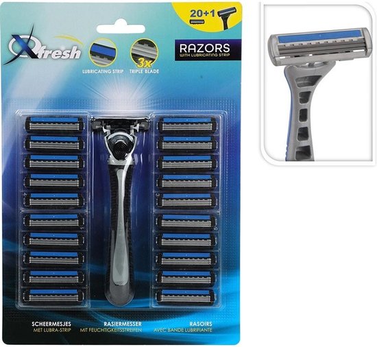 Scheermes Heren - Houder + 21 Mesjes | bol