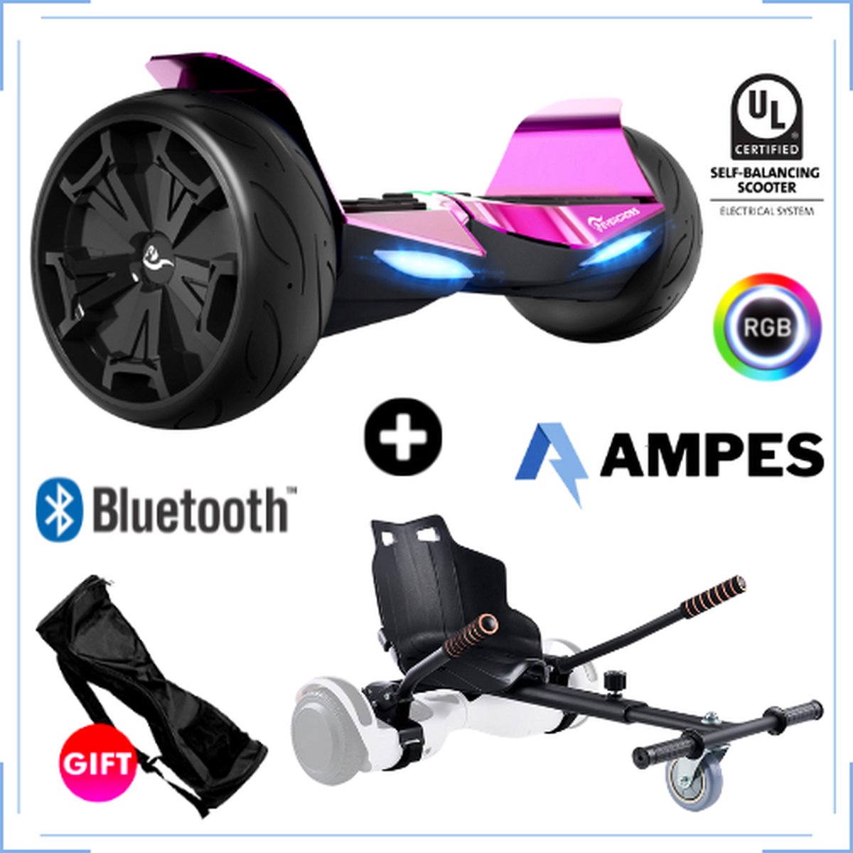 Evercross Challenger Roze - Off Road Hoverboard met Hoverkart - 15 km/h ...