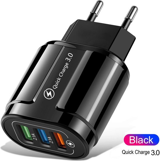 USB snel lader 3.0 - USB stekker - USB Lader - snellader - Zwart ...