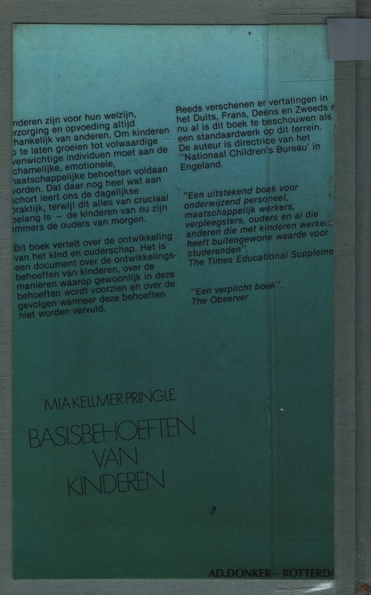 Basisbehoeften van kinderen - boek van Mia Kellmer-Pringle | bol