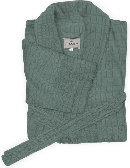 Linnick Flanel Fleece Badjas Croco Uni - olive green - M - Badjas Dames ...