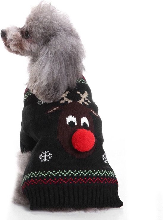 Honden "Foute" Kersttrui Zwart Eland Maat L | bol