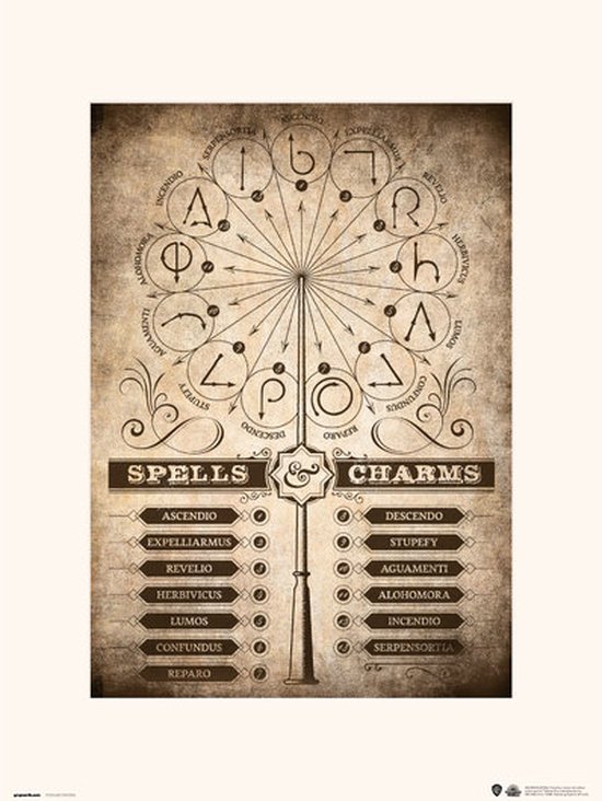 Grupo Erik Harry Potter Spells And Charms Kunstdruk 30x40cm Poster ...