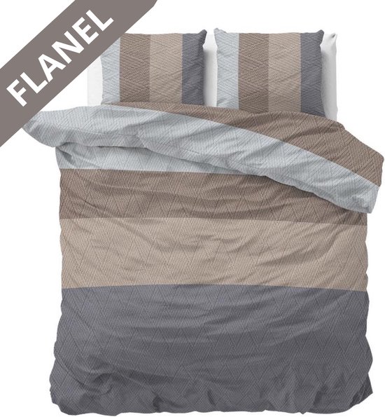 Droomtextiel Luxe Flanellen Dekbedovertrek Knitty Taupe - Tweepersoons ...