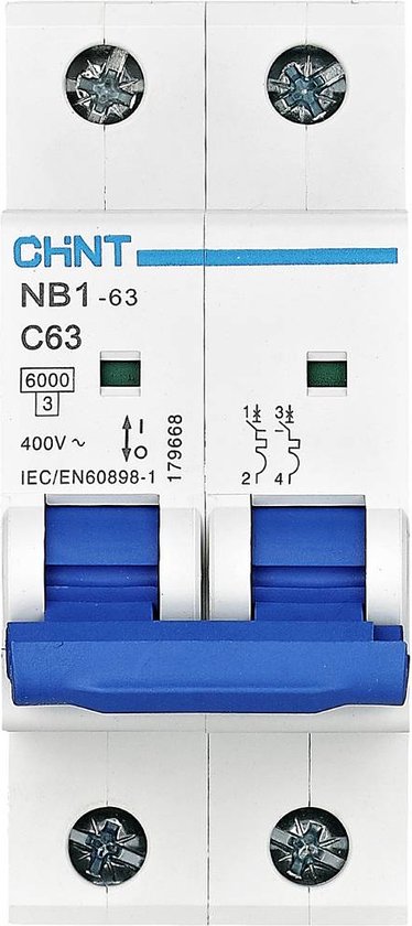 Chint 179667 NB1-63 2P C6 6kA DB Zekeringautomaat 2-polig 6 A 240 V, 415 V | bol