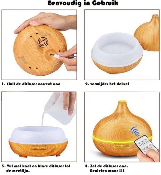 Aroma Diffuser 550ml met afstandsbediening, Vernevelaar ...