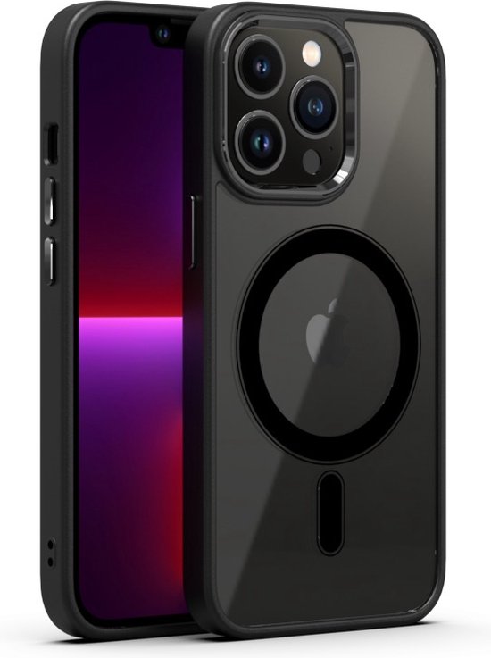 iPhone 13 silicone Magnetic case crystal black + screenprotector | bol.com
