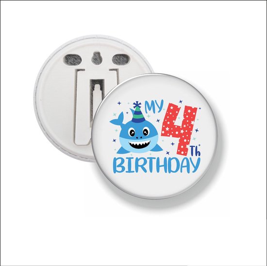 Button Met Clip 58 MM - My 4th Birthday | bol