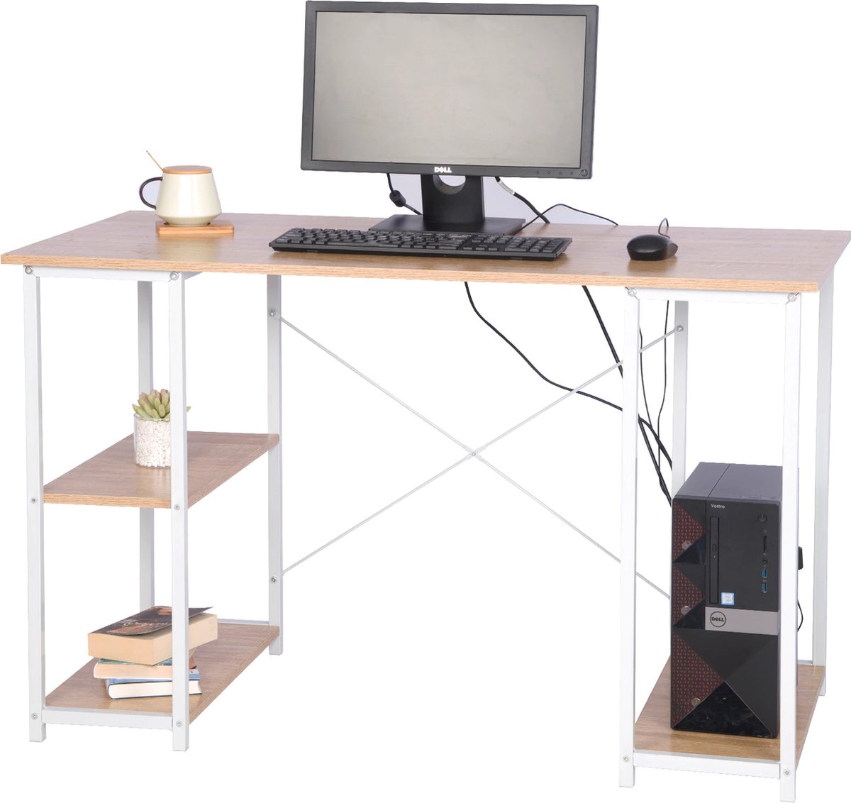 Delicino Bureau met Opbergruimte – Bureau met Opbergkast - Computerbureau - 120x60x75... | bol.com