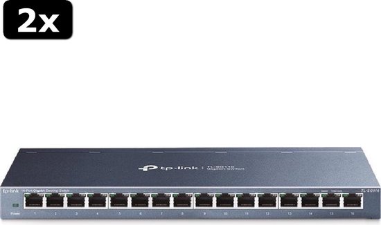 2x TP-Link TL-SG116 - Netwerk Switch - Unmanaged - 16 poorten | bol.com