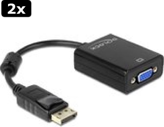 2x Delock - DisplayPort naar VGA Beeldscherm Adapter - zwart | bol.com