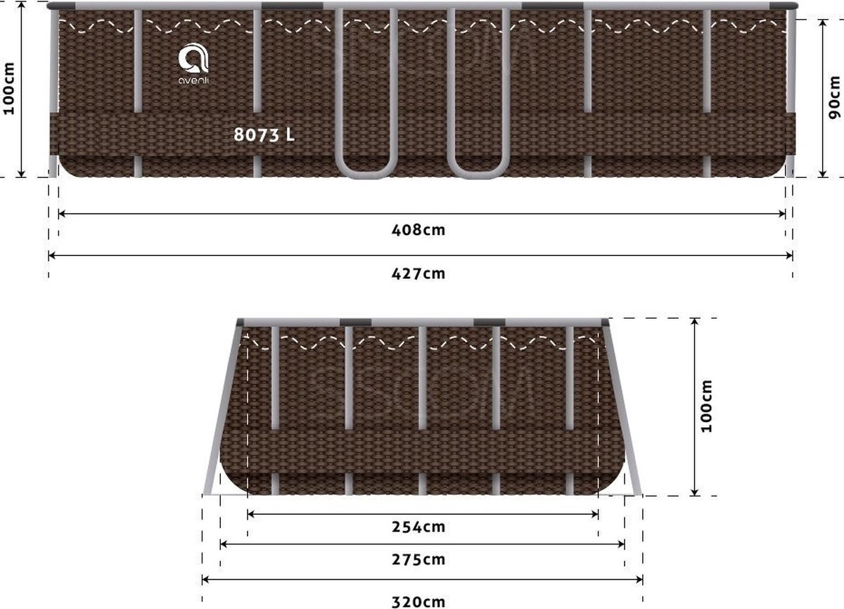 Avenli - Zwembad - met filterpomp en ladder - 427x275x100 cm - bruin ...