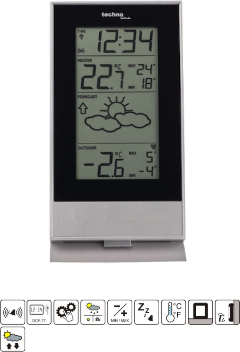 Digitale radiogestuurde thermometer weerstation - Technoline WS 9910 ...