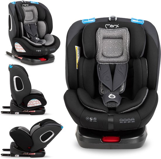 MoMi autostoel Tordi 360° draaibaar - met isoFix Zwart (0-36kg) | bol.com