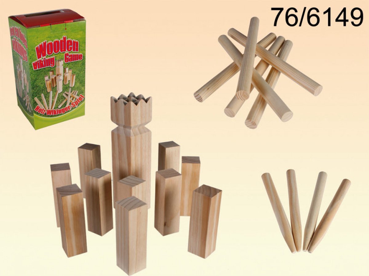 Kubb Viking schaak spel 21 delig in mooie show doos, en opbergnet | bol.com