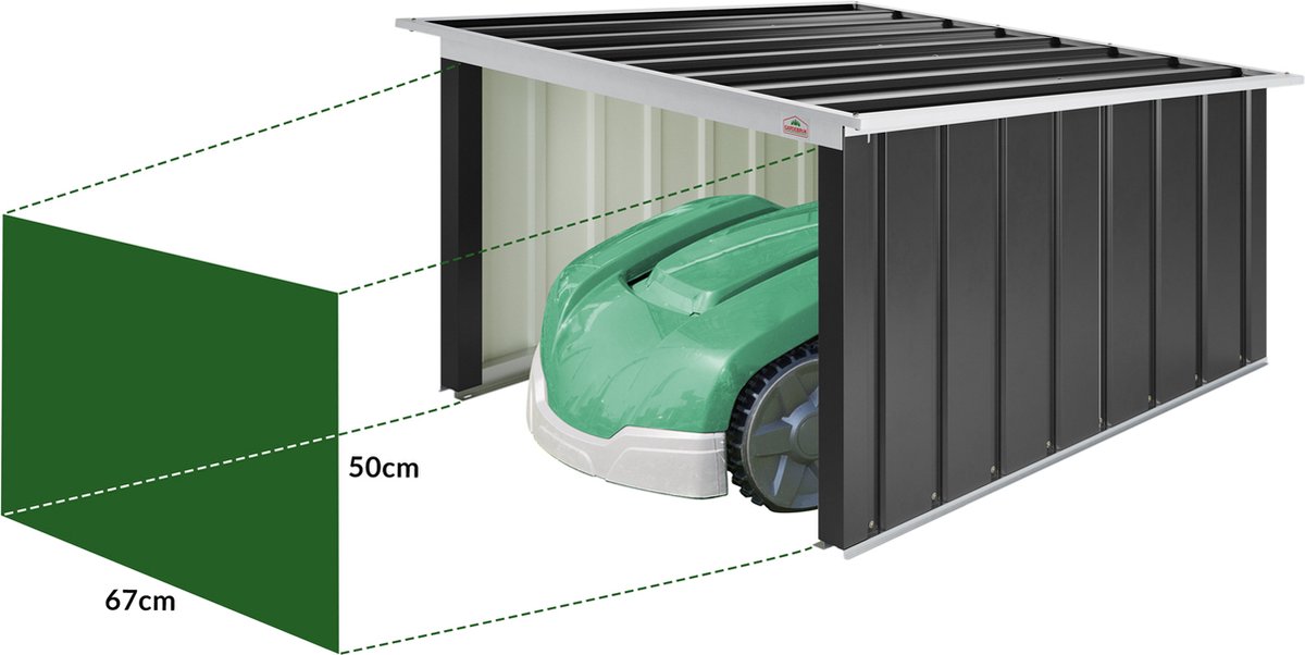 Gardebruk Robotmaaier Garage - Platdak Metaal 89x90x54cm - Antraciet | bol