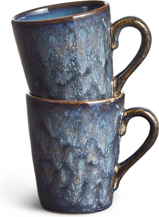 Mokken set van 2 - Ancient Stone - Handgemaakt - Stoneware - Met oor ...