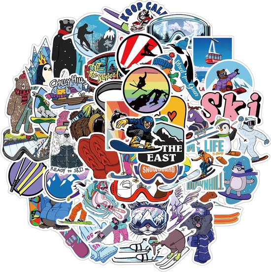 Winkrs | Wintersport Stickers 50 stuks | Skiën, snowboarden, ski, sport - Voor laptop,... | bol