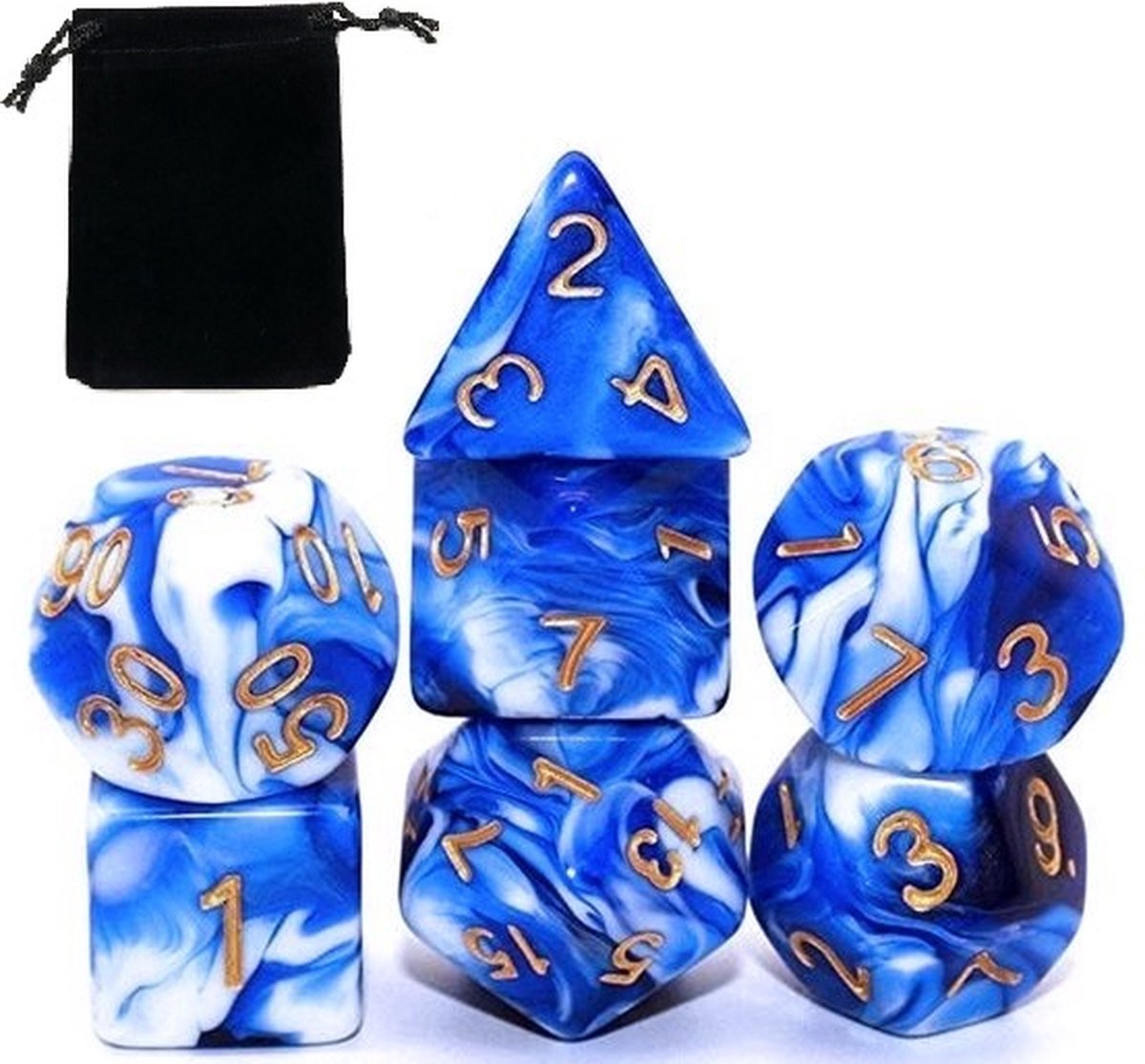 D&D dice set - DnD dobbelstenen set Blauw wit - Dungeons and Dragons ...